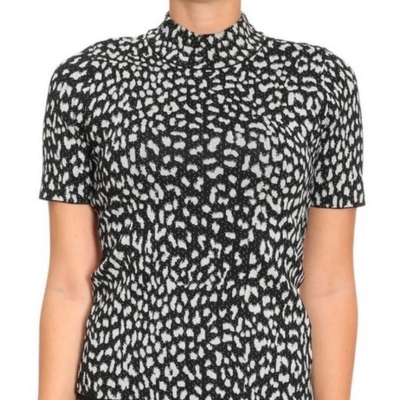Michael Kors | Tops | Michael Kors Metallic Leopard Print Topblack And ...